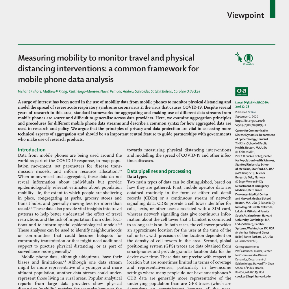 Measuring mobility to monitor travel and physical distancing ...